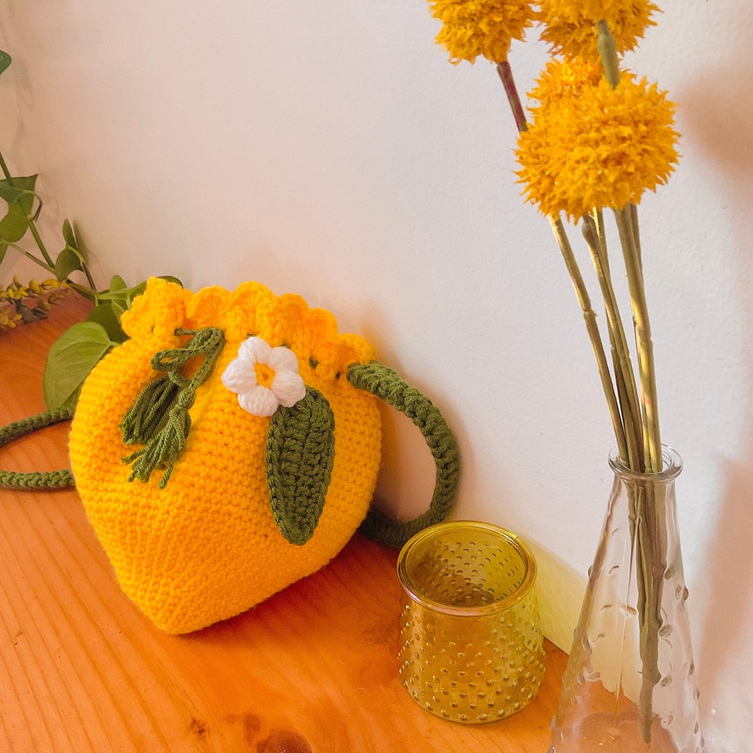Lemon Bag/ Cute Lemon Bag/ Crochet Lemon Bag/ Fruit Bag/ Crochet Fruit ...
