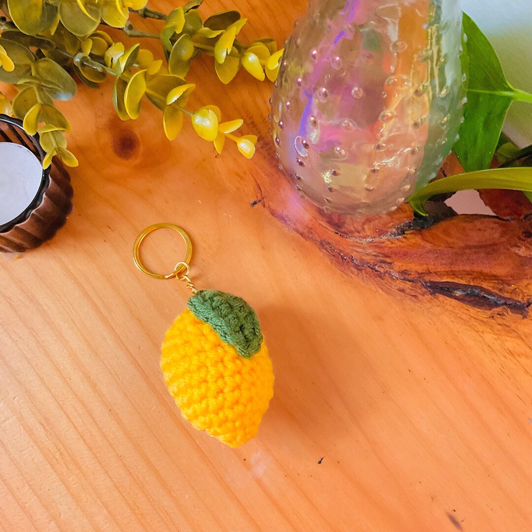 Lemon Keychain/ Crochet Lemon Keychain/ Fruit Keychain/ Crochet ...