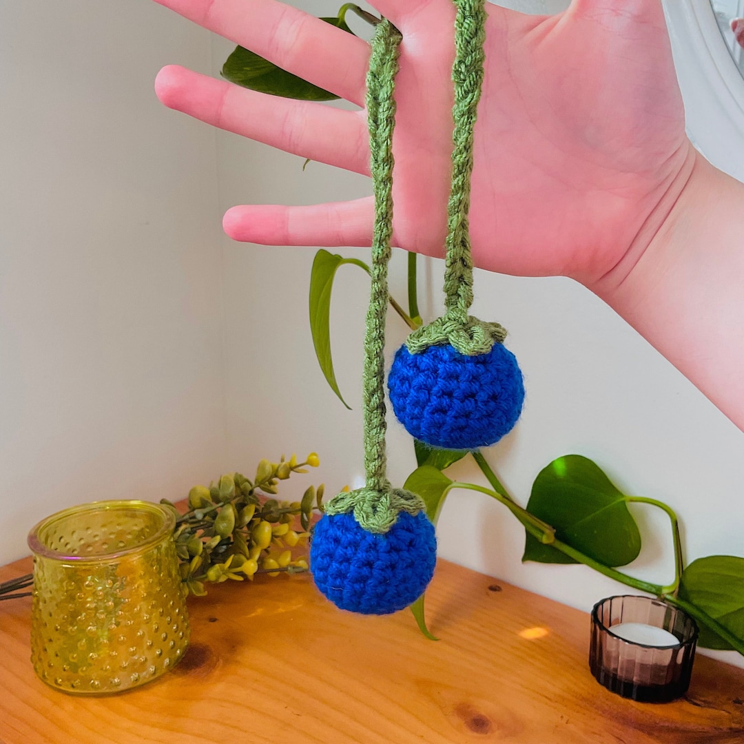 Customizable Blueberry Car Mirror Hanging/crochet Car Mirror/fruit ...