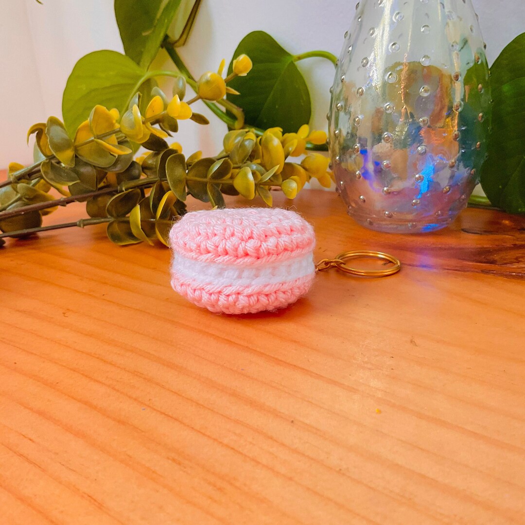 Pink Macaron Keychain Crochet Macaron Keychain Macaron Keychain Crochet ...