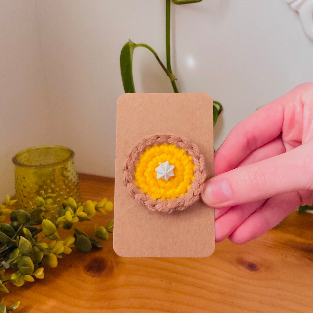 Lemon Pie Pin Crochet Food Pin Lemon Crochet Pin Cute Handmade Jewelry ...