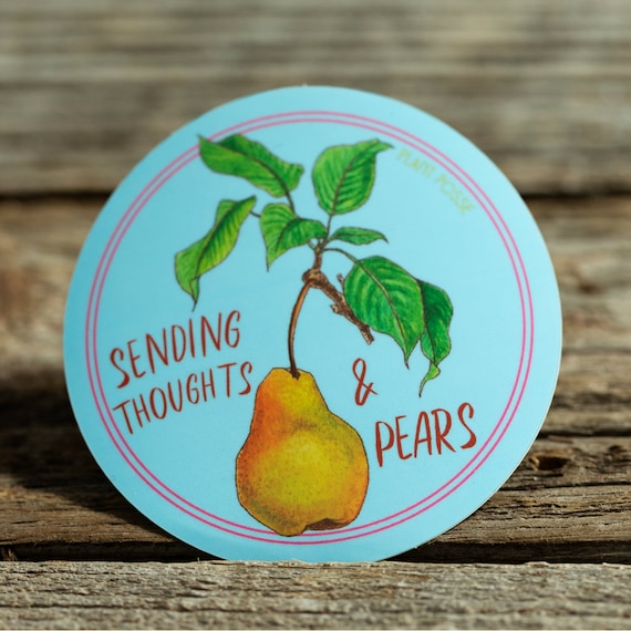 Pear Vinyl Sticker Pear Art Vegan Stickers Vegan Gifts | Etsy