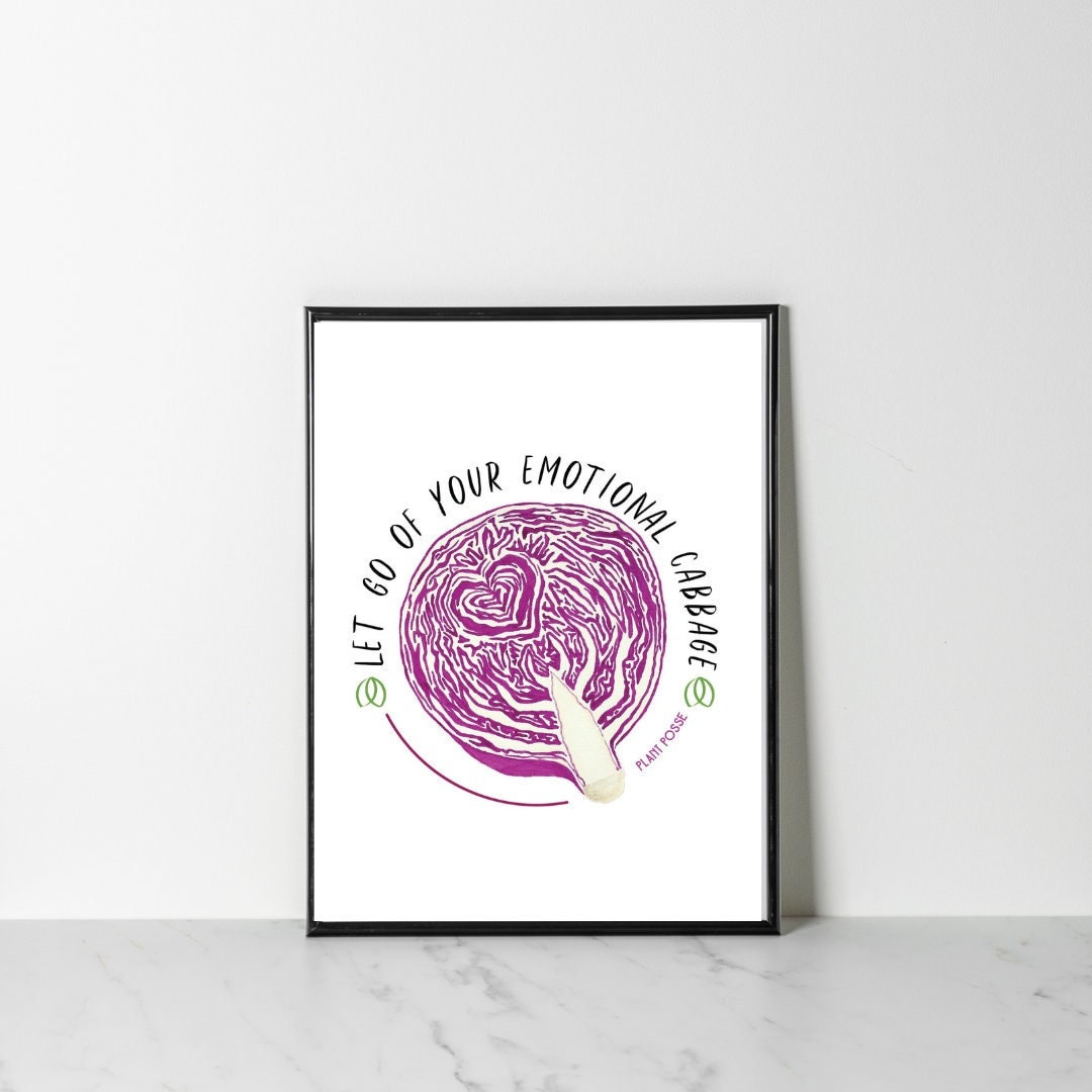 Red Cabbage Print, Vegan Art, Cabbage Art, Eco Friendly Art, Prints ...