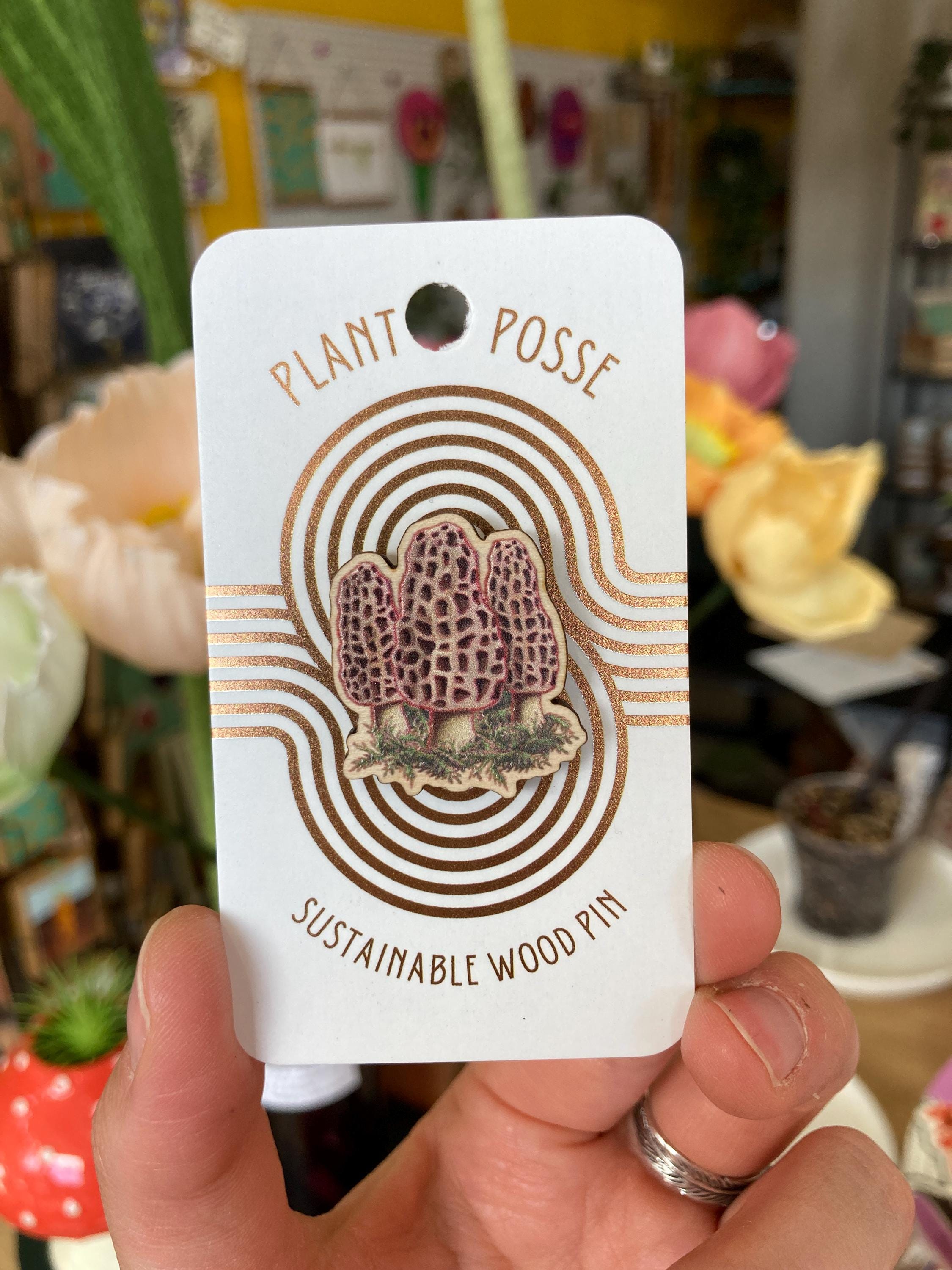 Morels Wood Pin, Mushroom Pin, Wooden Pin, Mushroom Art, Morel, Gifts ...