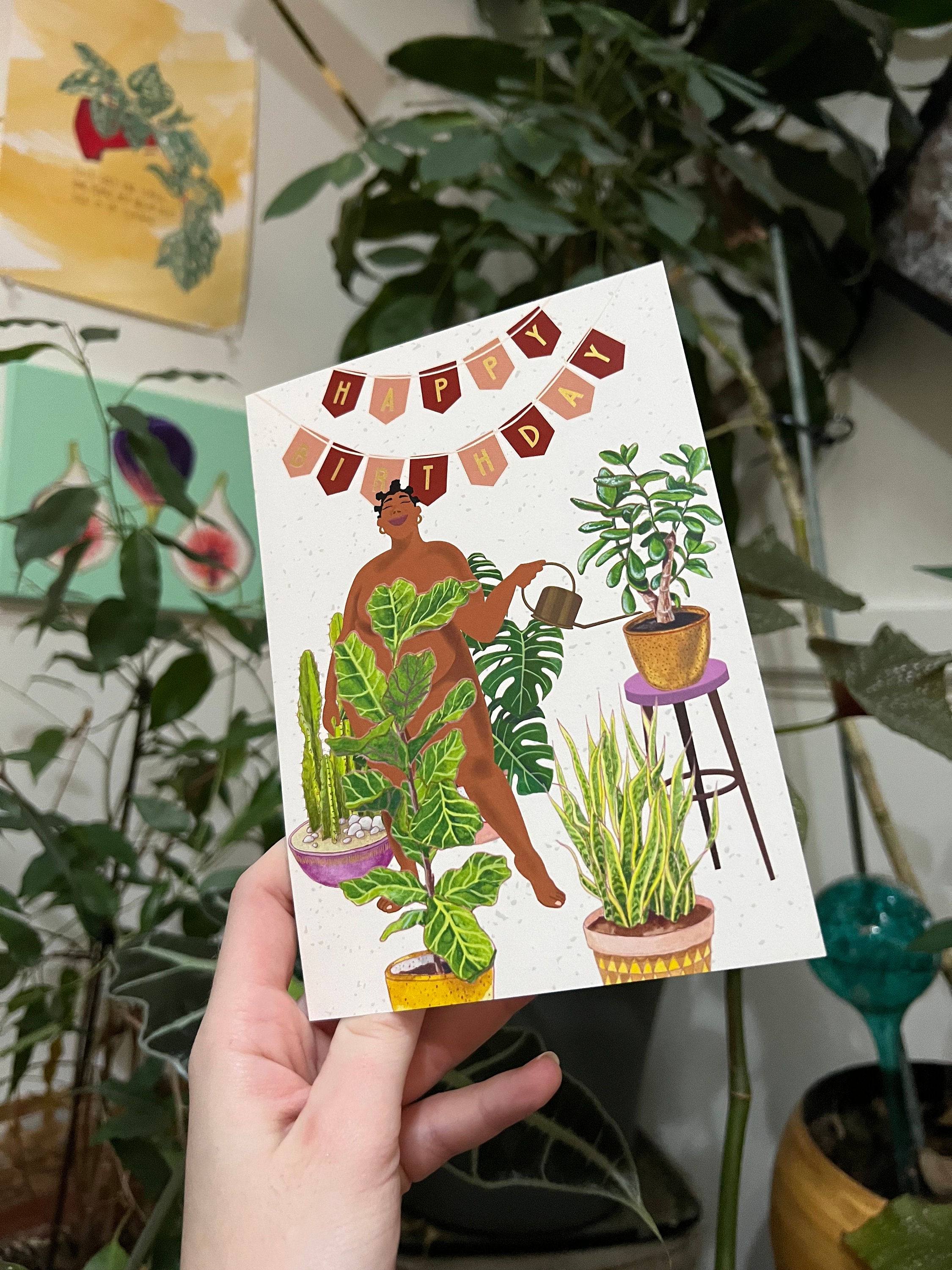 Plant Birthday Card, Plant Greeting Card, Birthday Plant, Houseplants ...
