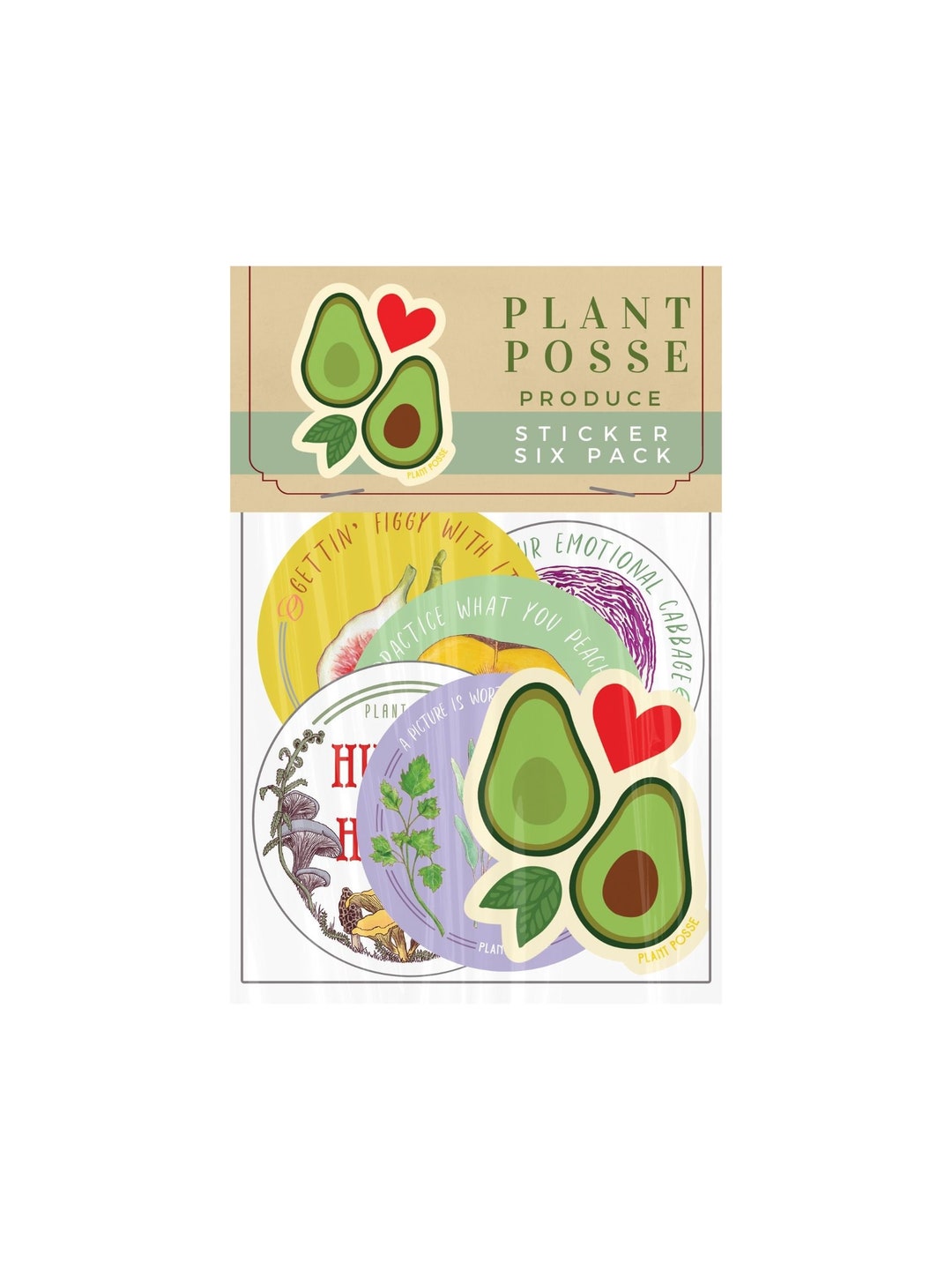 Produce Sticker Pack, 6 Pack, Fruit Art, Vegetable Stickers, Puns ...