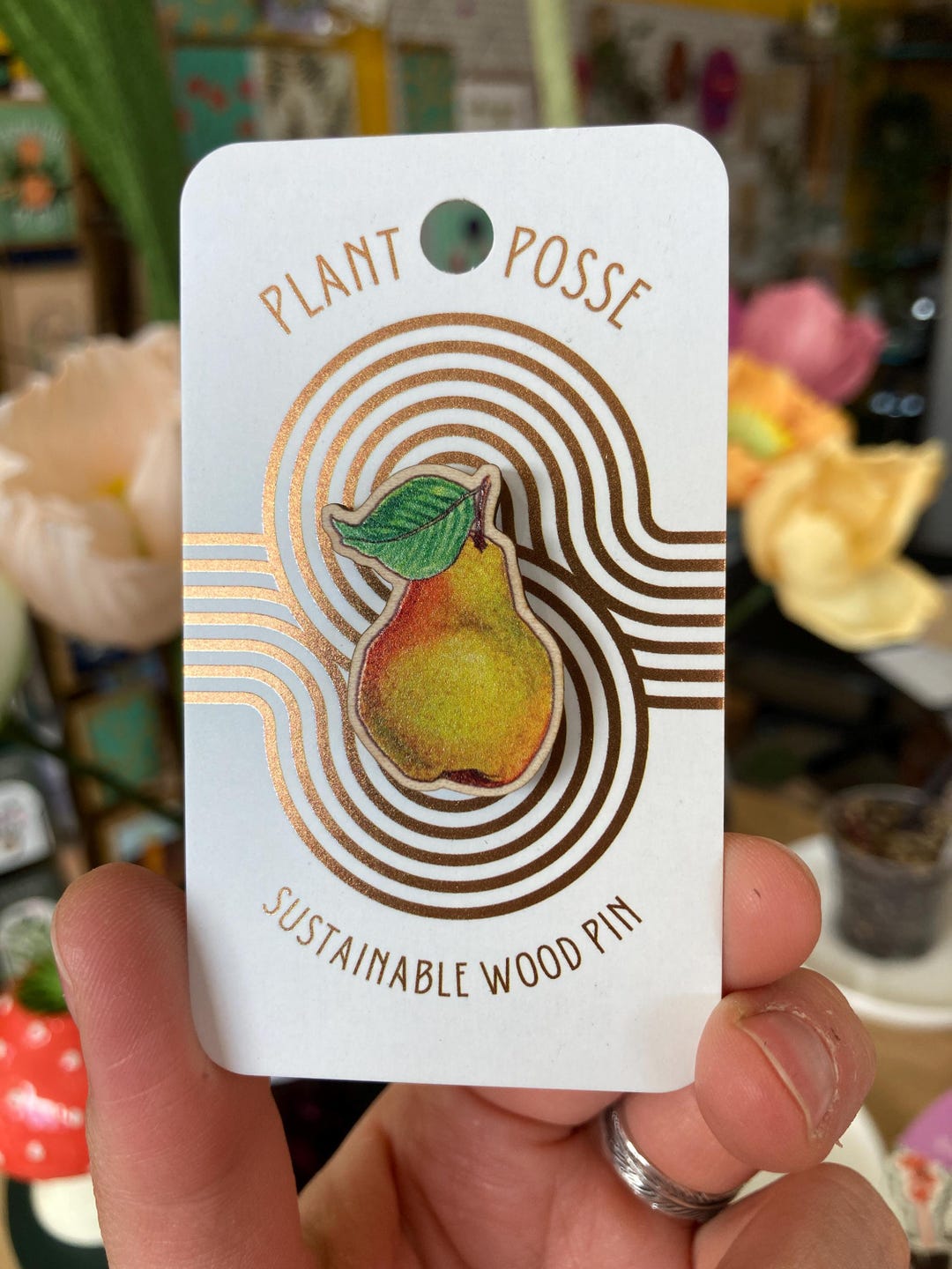Pear Wooden Pin: Plant Posse Art, Garden Brooch - Etsy