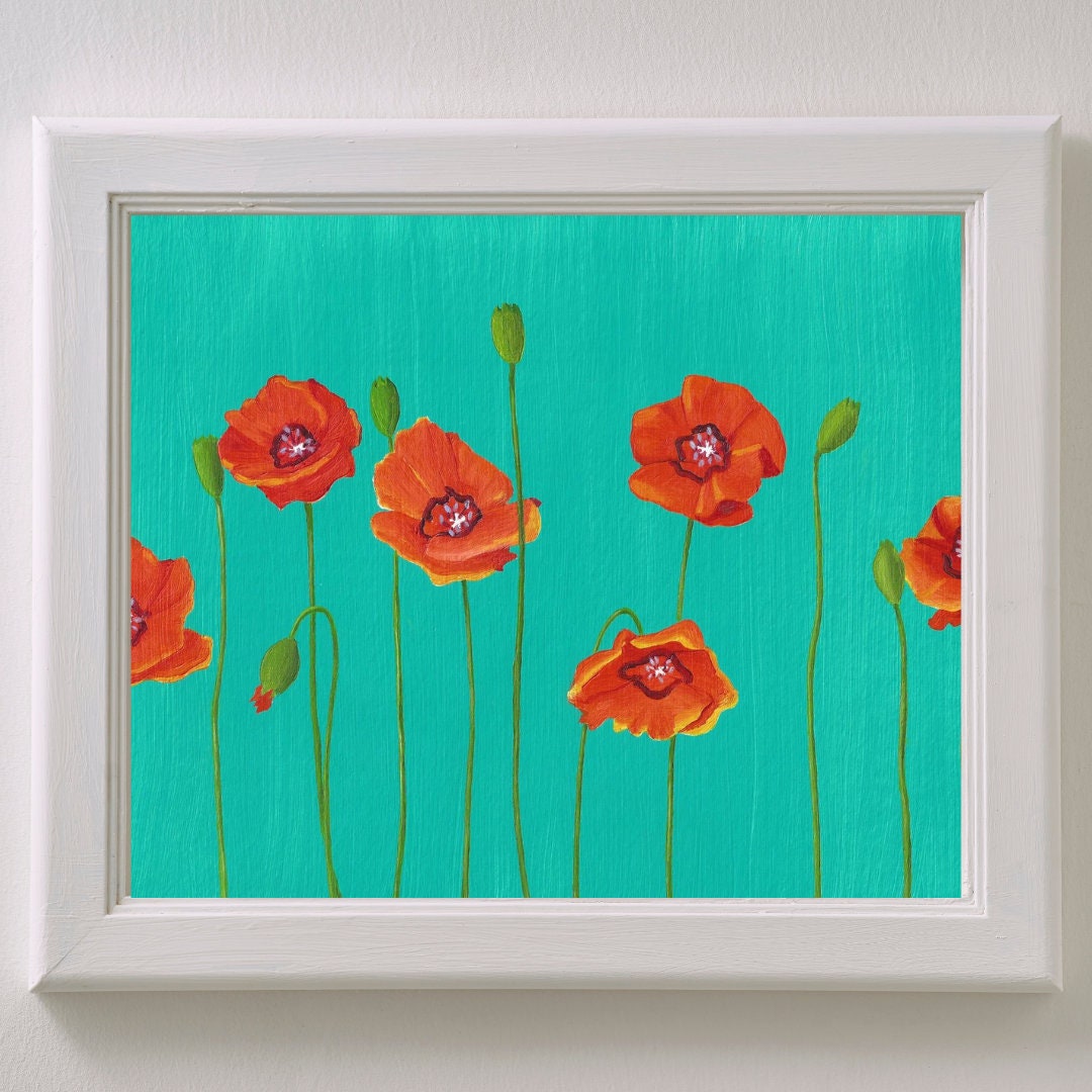 Poppies Flower Print, Painting, 8 X 10 Print, Flowers, Botany, Floral ...