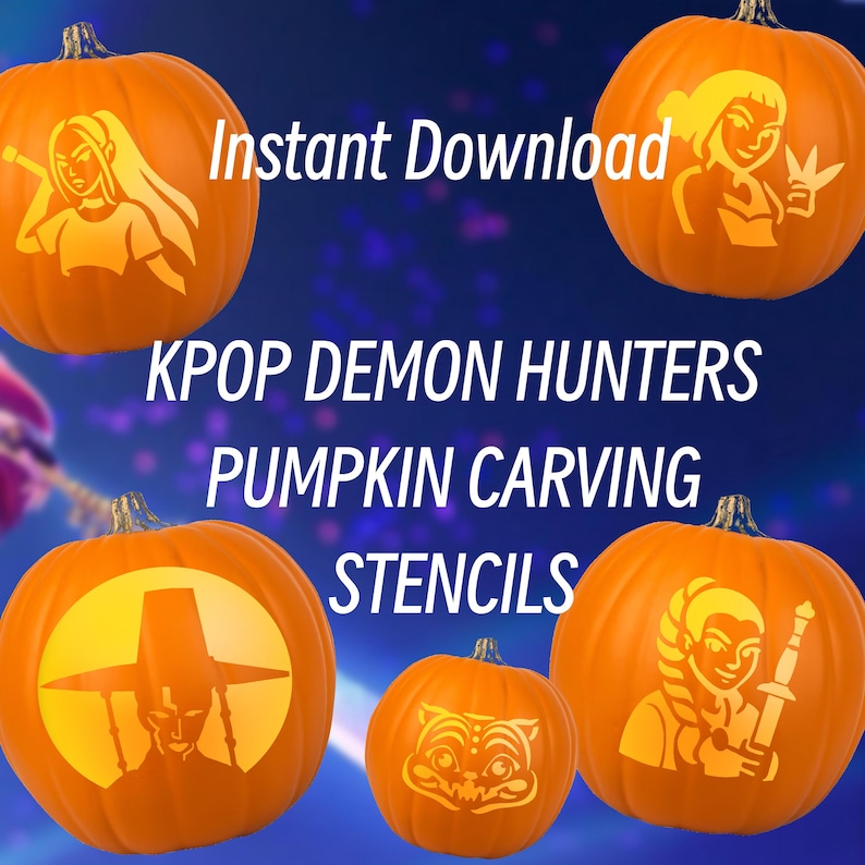 2025 KPOP Demon Hunters Pumpkin Carving Stencils - 7 Pack Instant Download - Etsy UK