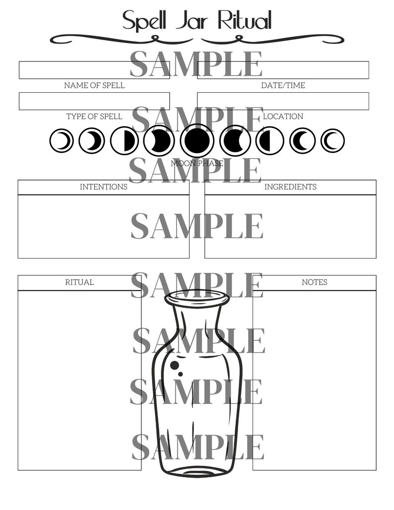 Spell Jar Ritual Page - PDF (letter, A4, &A5 Size) - Etsy