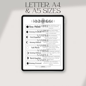 Phases of the Moon - PDF Downloadable Guide (letter, A4, and A5 Sizes ...