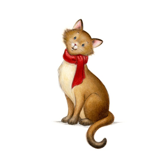 Red-scarf Cat | Etsy