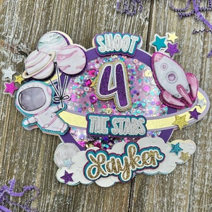 Shoot Four the Stars Cake Topper, Space Theme Cake Topper, Girly Space ...