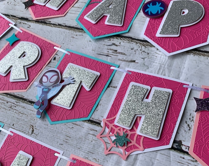 Ghost Spider Birthday Banner, Spider Gwen Party Banner, Ghost Spider ...