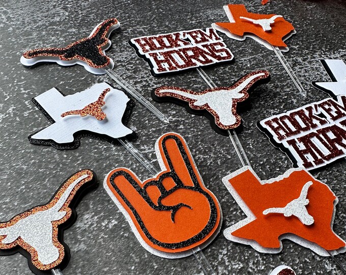 Longhorn Cupcake Toppers, Texas Cupcake Toppers, Texas Longhorns ...