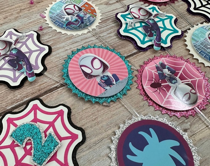 Ghost Spider Cupcake Toppers, Spider Gwen Food Toppers, Spidey and ...