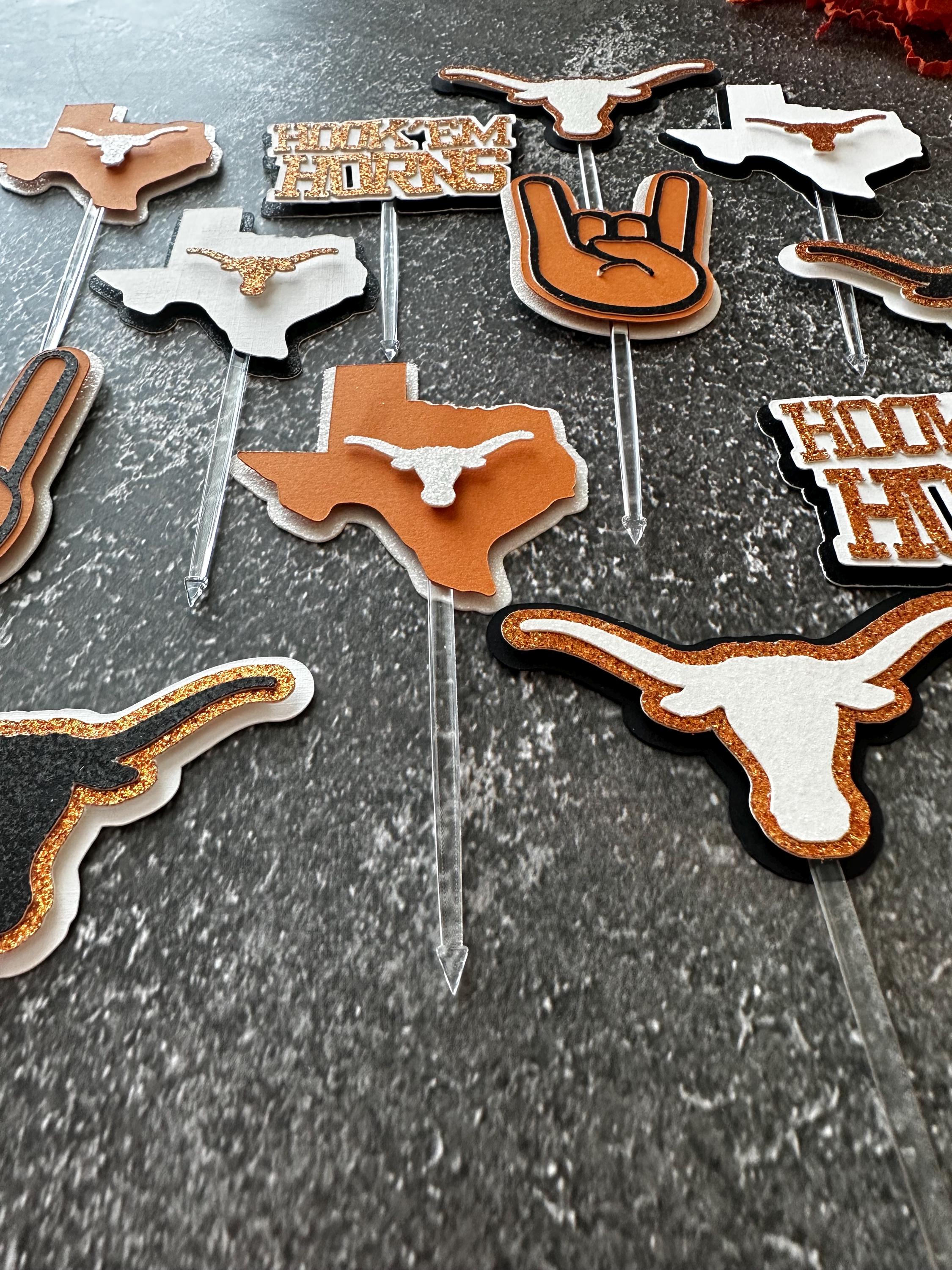 Longhorn Cupcake Toppers, Texas Cupcake Toppers, Texas Longhorns ...