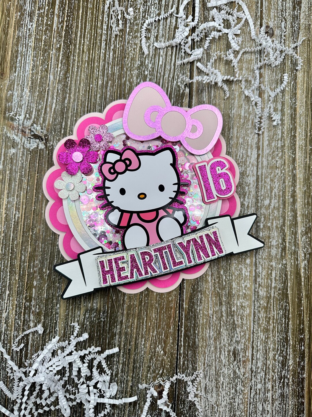 Pink Kitty Shaker Cake Topper, Cat Cake Topper, Kawaii Cake Topper ...