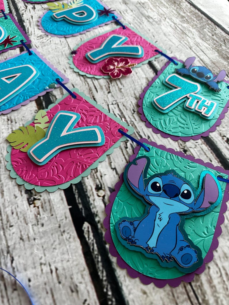 Stitch Birthday Banner, Lilo and Stitch Party Supplies, Stitch Birthday ...
