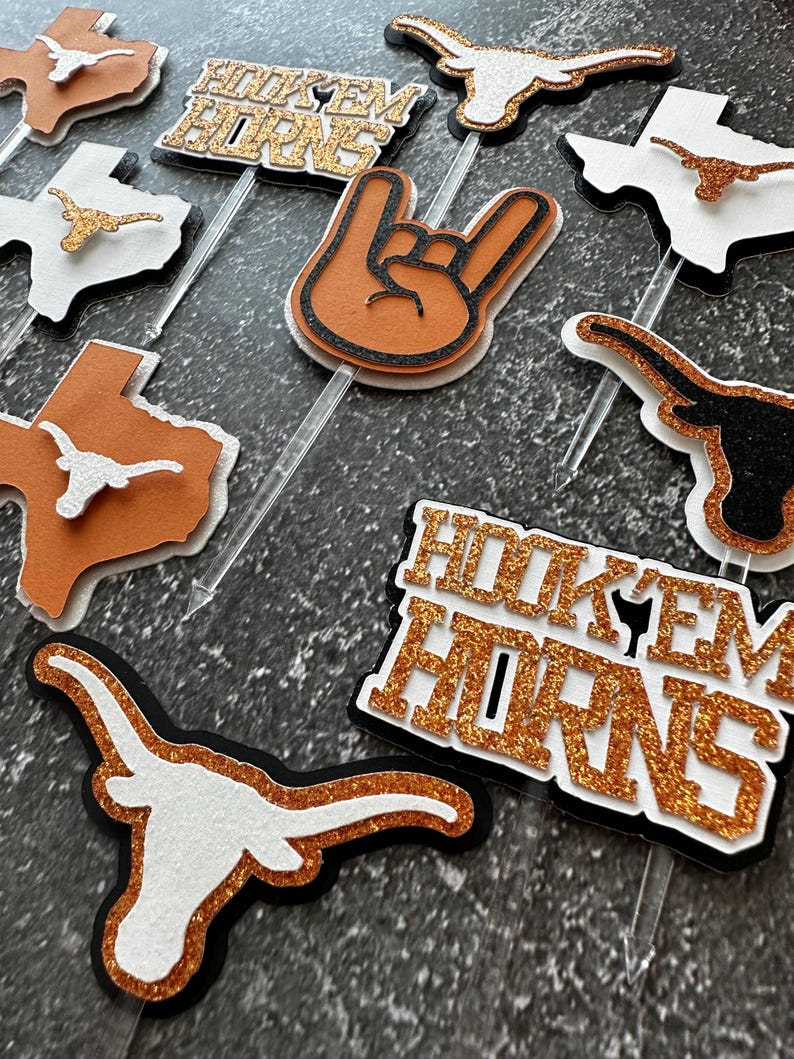 Longhorn Cupcake Toppers, Texas Cupcake Toppers, Texas Longhorns ...