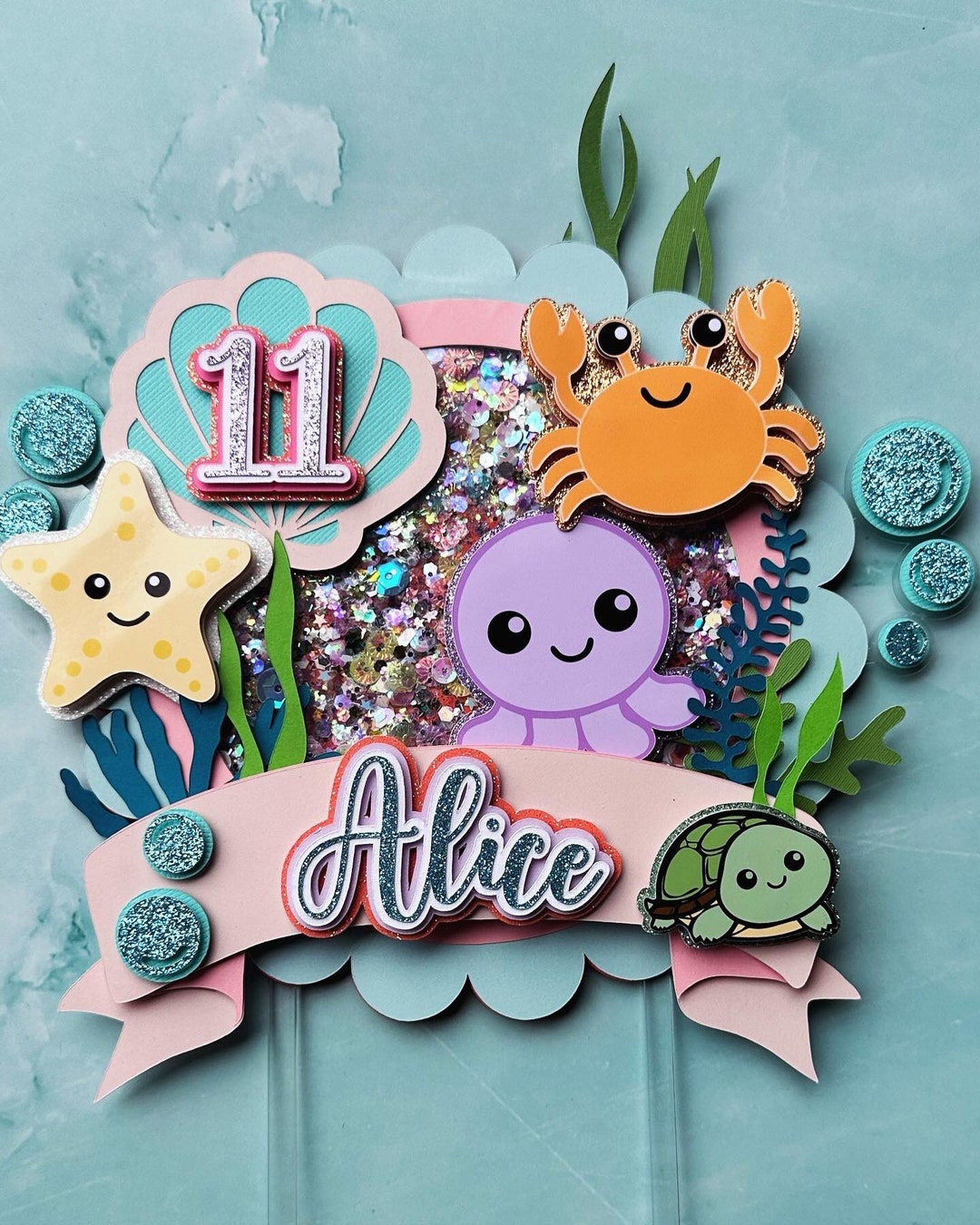 Under the Sea Shaker Cake Topper, Ocean Theme Cake Topper, Ocean ...