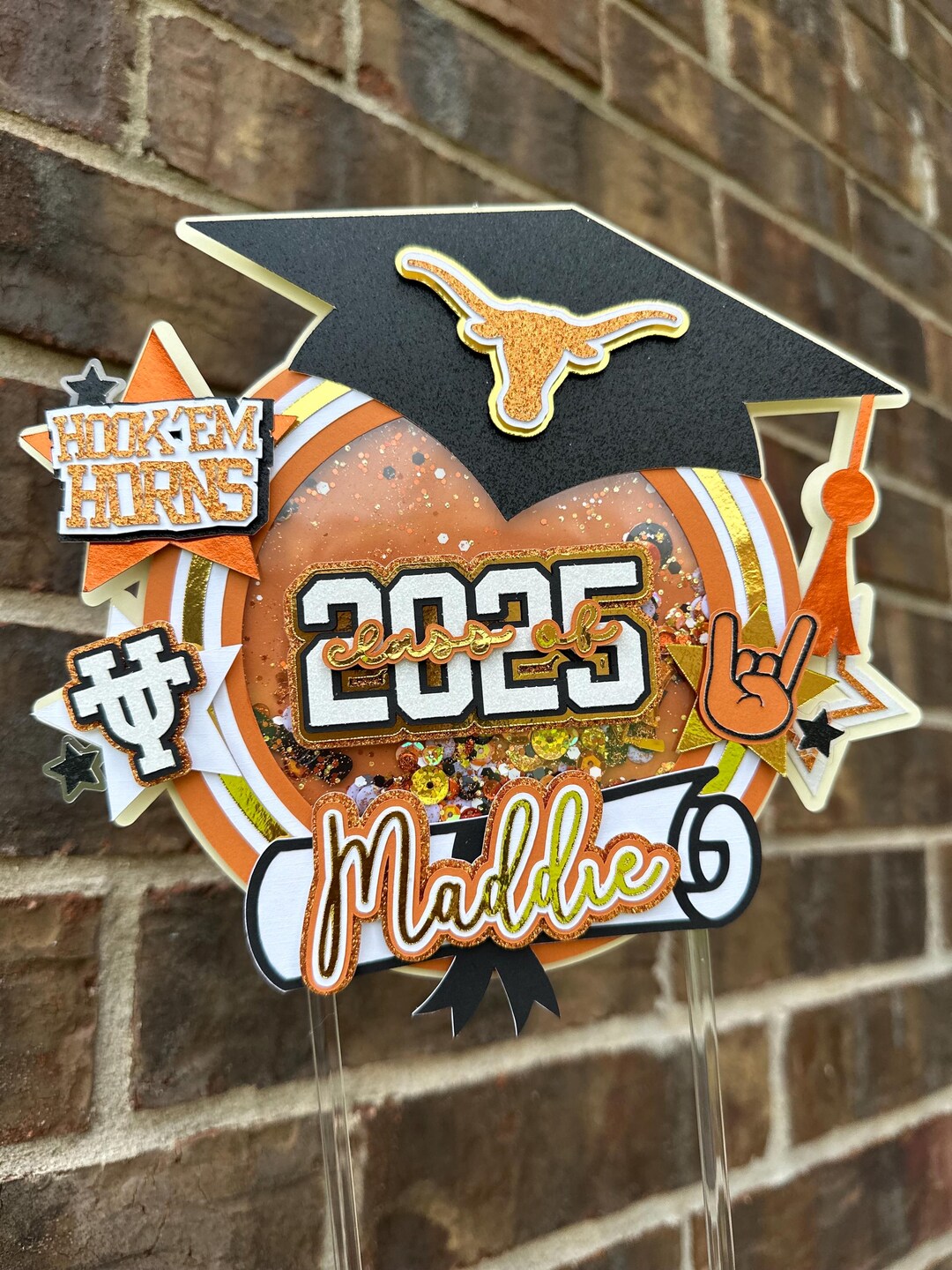Graduation Cake Topper, Texas Grad Cake Topper, Longhorn Graduation ...