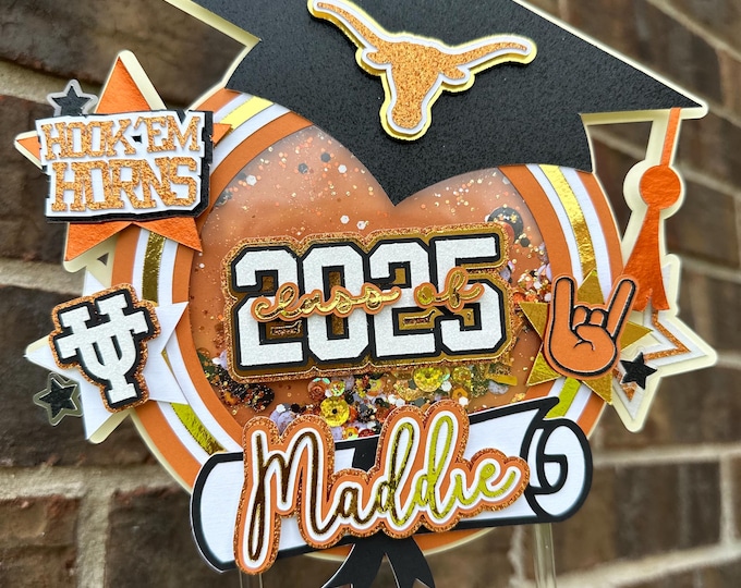 Graduation Cake Topper, Texas Grad Cake Topper, Longhorn Graduation ...