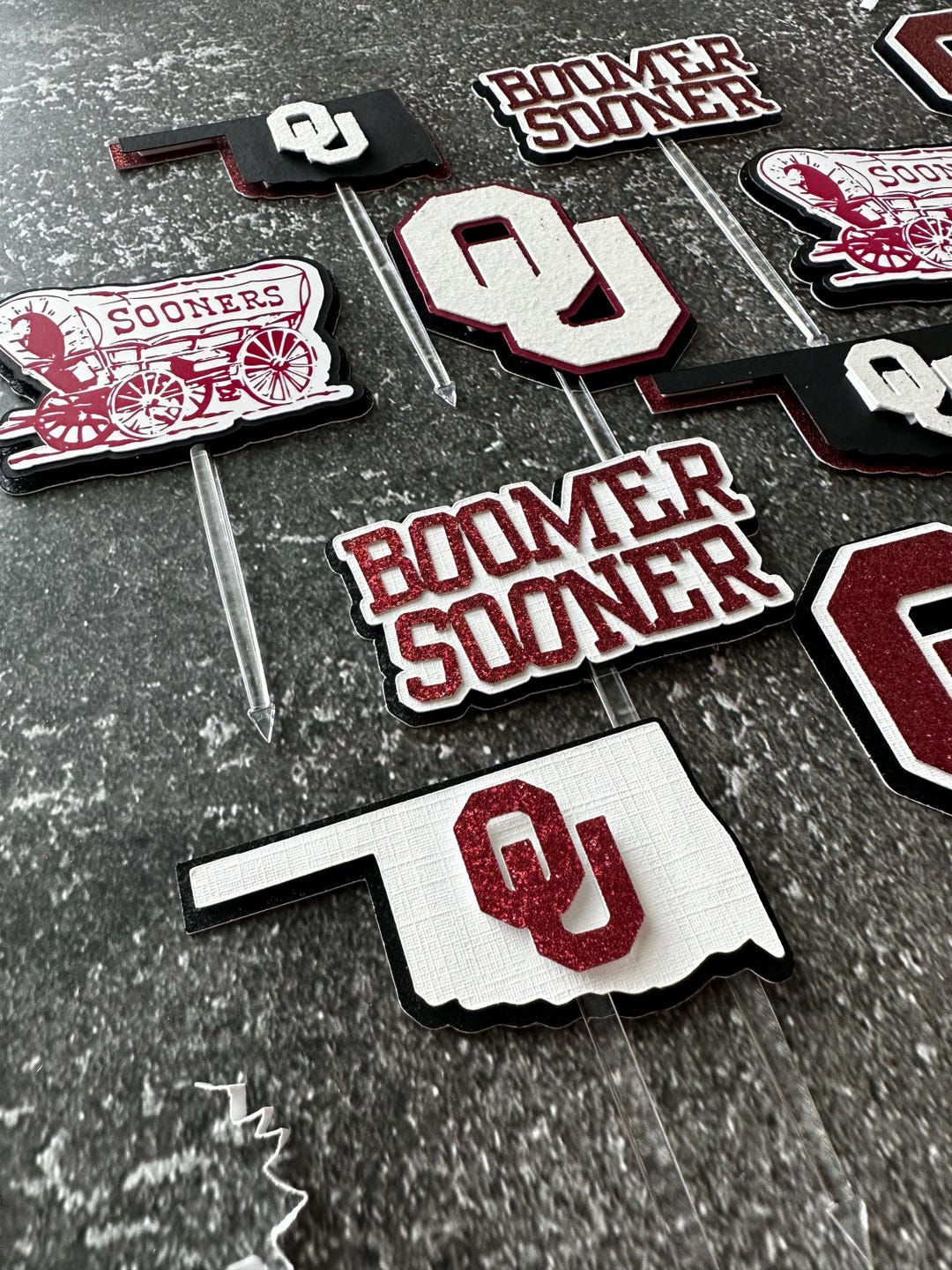 Oklahoma Cupcake Toppers, College Graduation Decor, OU Decor - Etsy