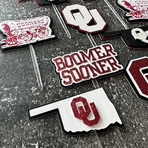 Oklahoma Cupcake Toppers, College Graduation Decor, OU Decor - Etsy