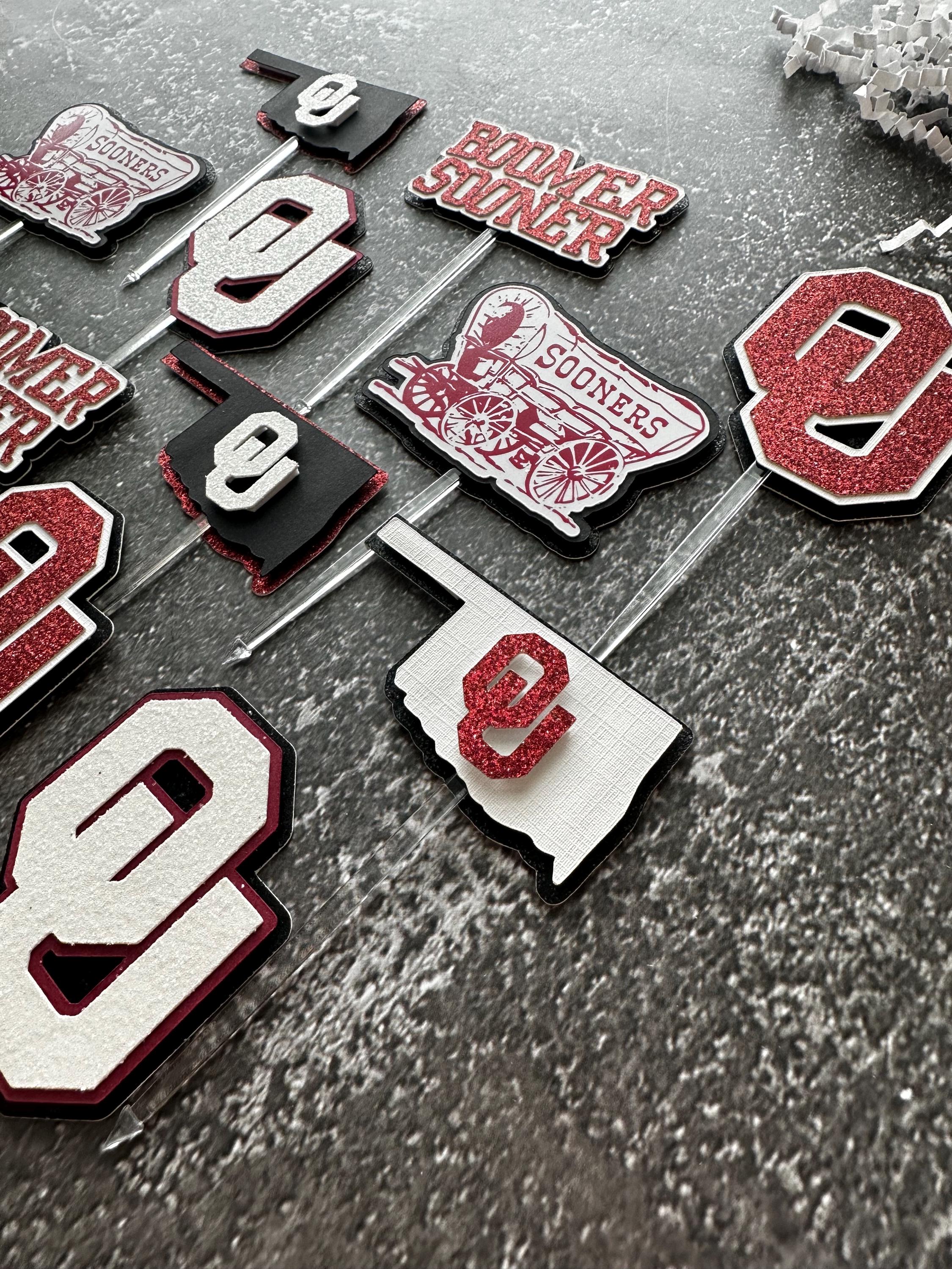 Oklahoma Cupcake Toppers, College Graduation Decor, OU Decor - Etsy