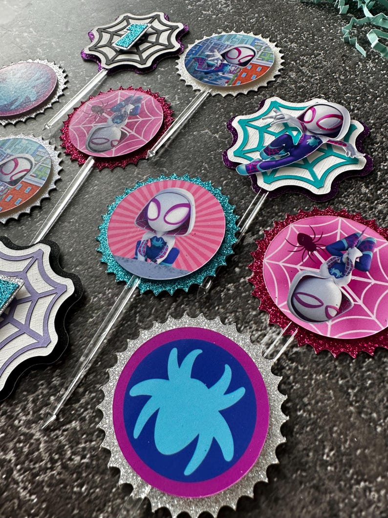 Ghost Spider Cupcake Toppers, Spider Gwen Food Toppers, Spidey and ...