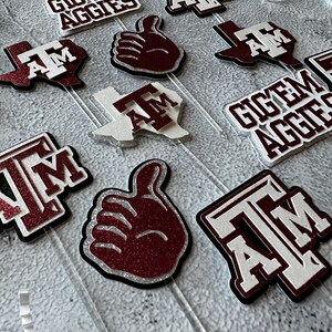 Texas Graduation Cupcake Toppers, Texas College Grad, College Station ...