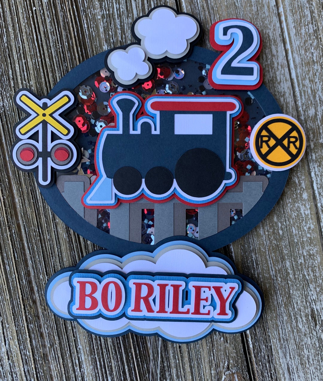 Train Birthday Cake Topper, Train Party Cake Topper, Shaker Cake Topper ...