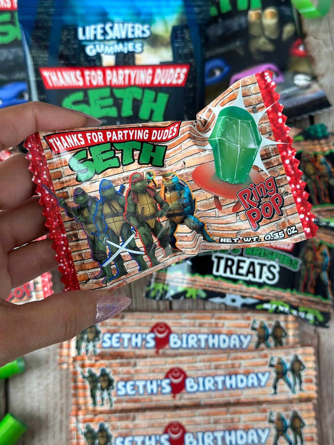Turtles Theme Party Favors, Custom Turtle Party Favors, Ninja Candy ...