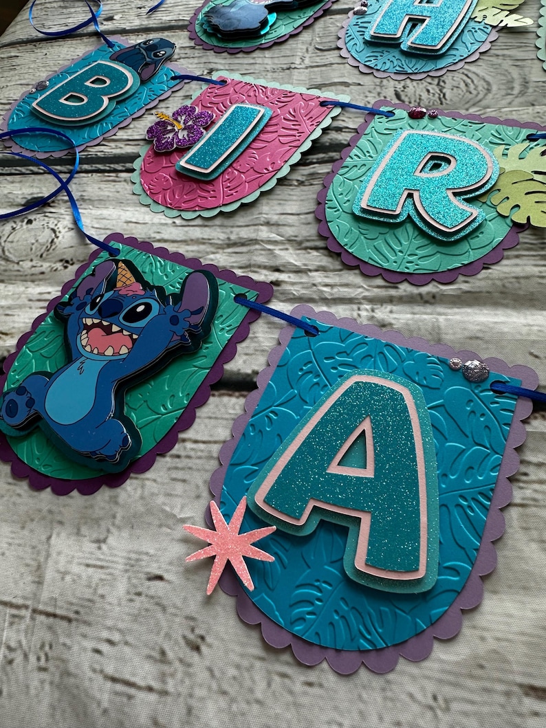 Stitch Birthday Banner, Lilo and Stitch Party Supplies, Stitch Birthday ...