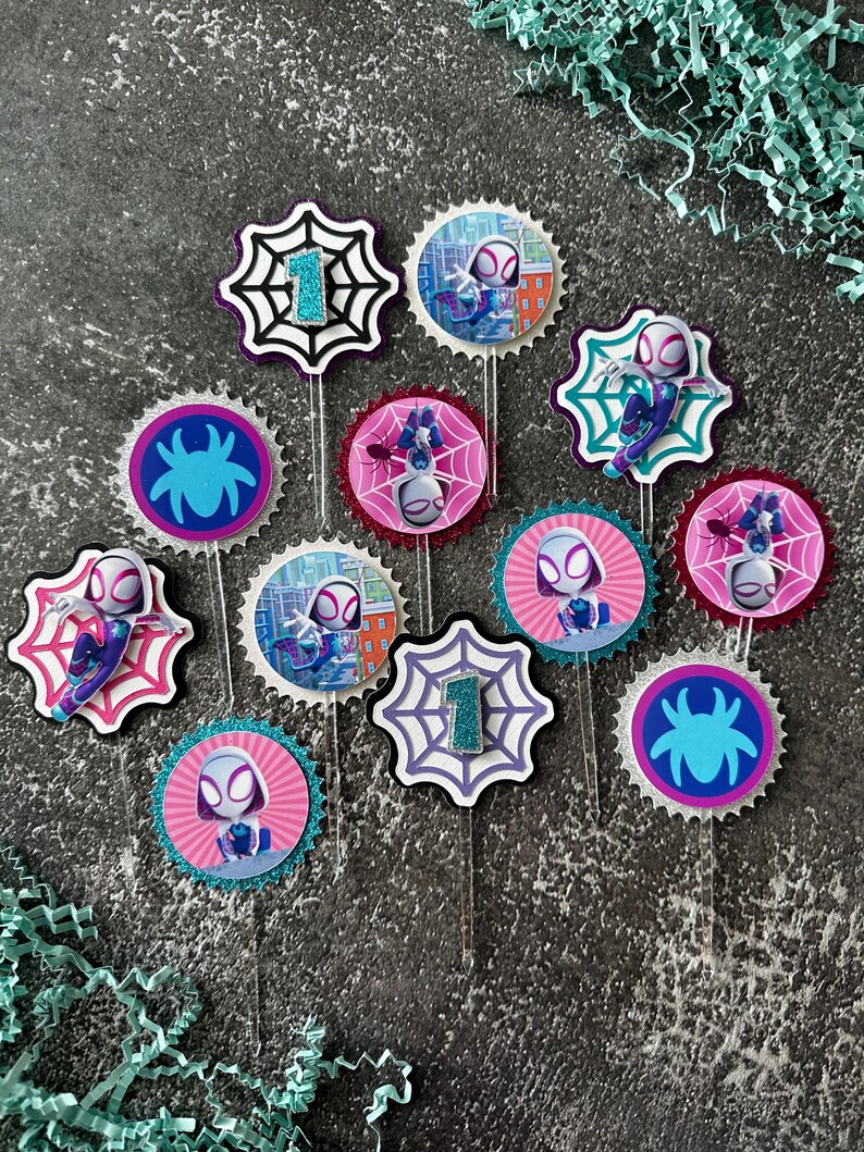 Ghost Spider Cupcake Toppers, Spider Gwen Food Toppers, Spidey and ...