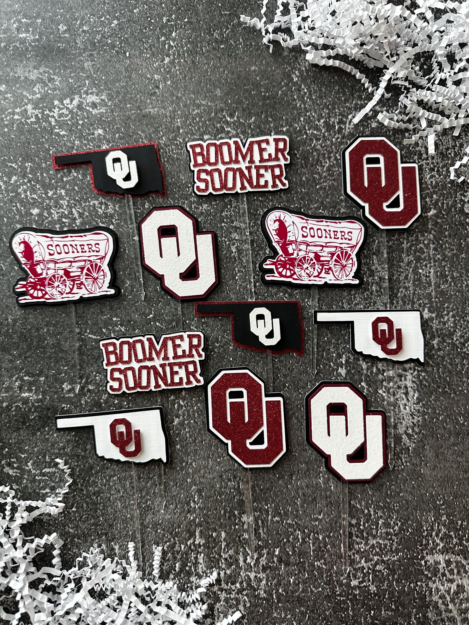 Oklahoma Cupcake Toppers, College Graduation Decor, OU Decor - Etsy