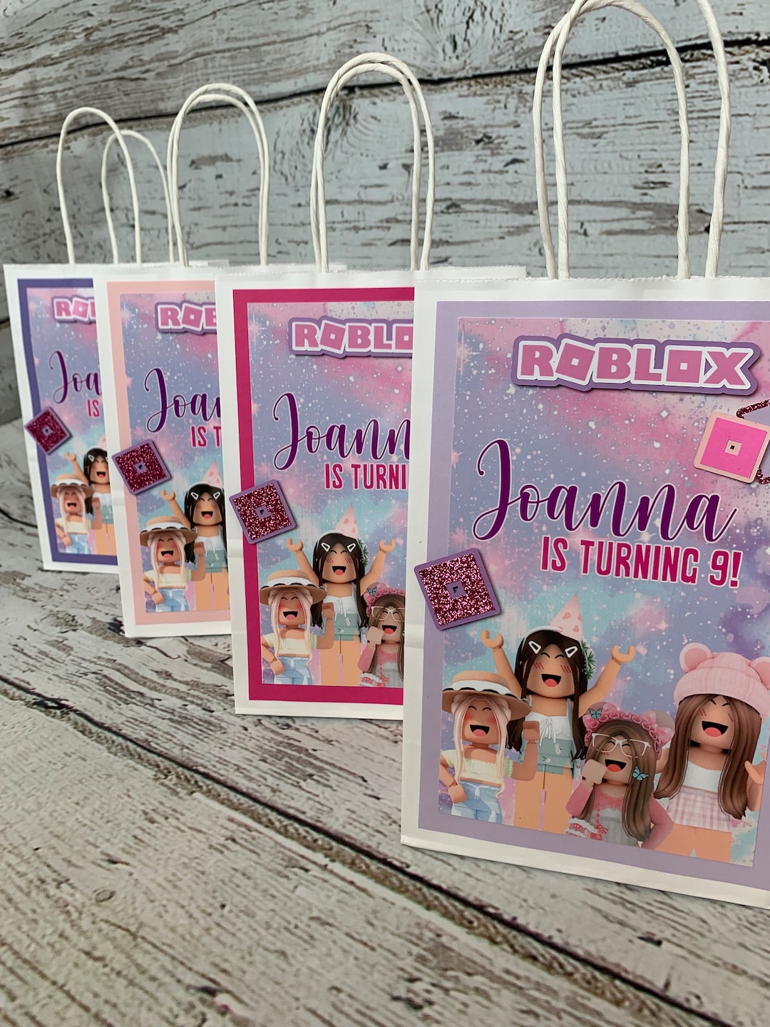 Girl Roblox Treat Bags, Roblox Party Goody Bags, Girl Roblox Thank You ...