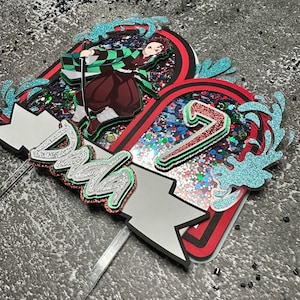 Boy Anime Slayer Demon Cake Topper, Anime Slayer Shaker Cake Topper ...