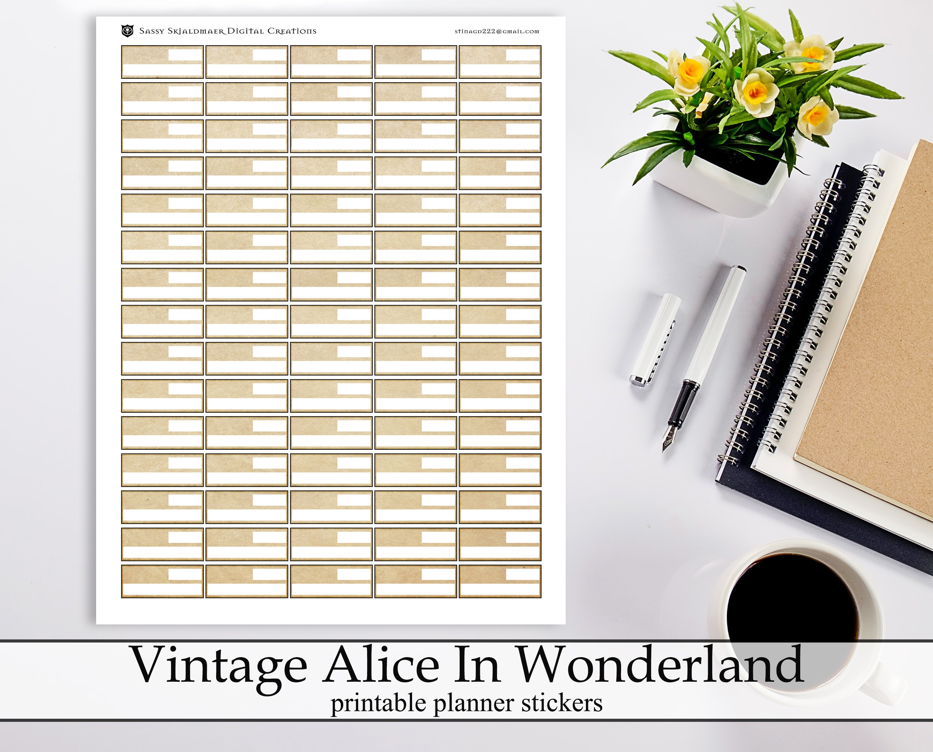 Vintage Alice in Wonderland Printable Planner Stickers, Mad Tea Party ...