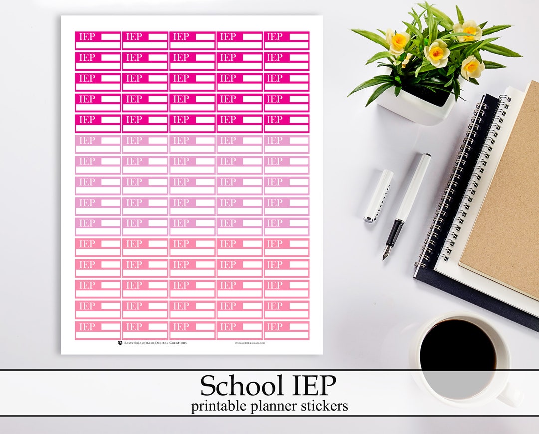 Pink IEP Printable Planner Stickers, Home School Back to School ...