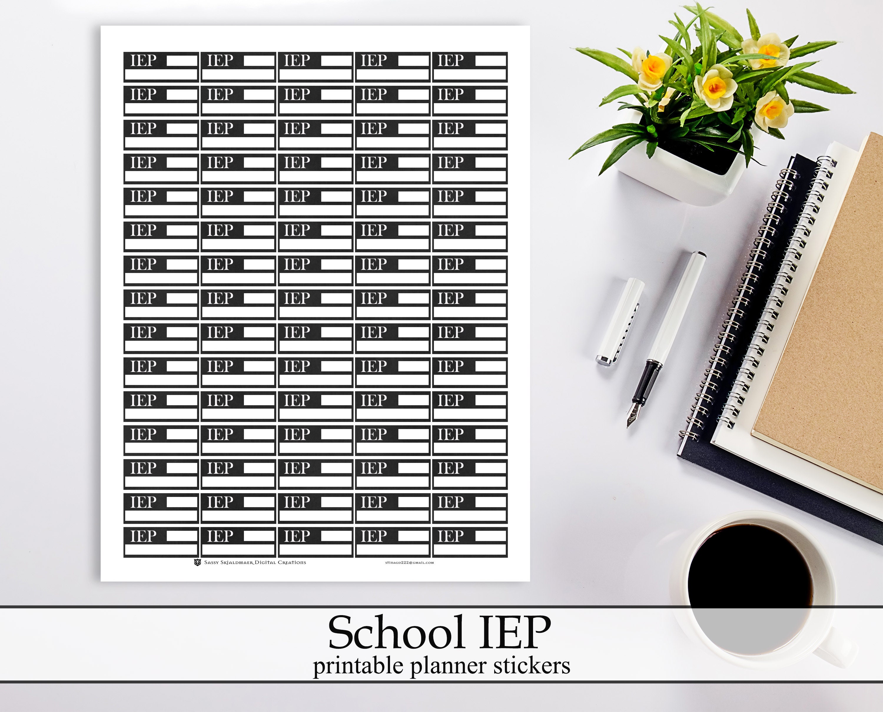 Black Chalkboard IEP Printable Planner Stickers, Home School Back to ...