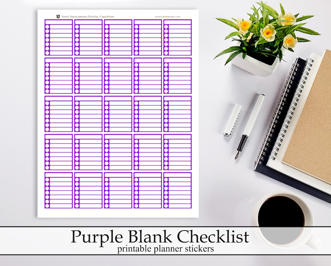 Purple Home School Teacher Lesson Checklist Printable Planner Stickers ...