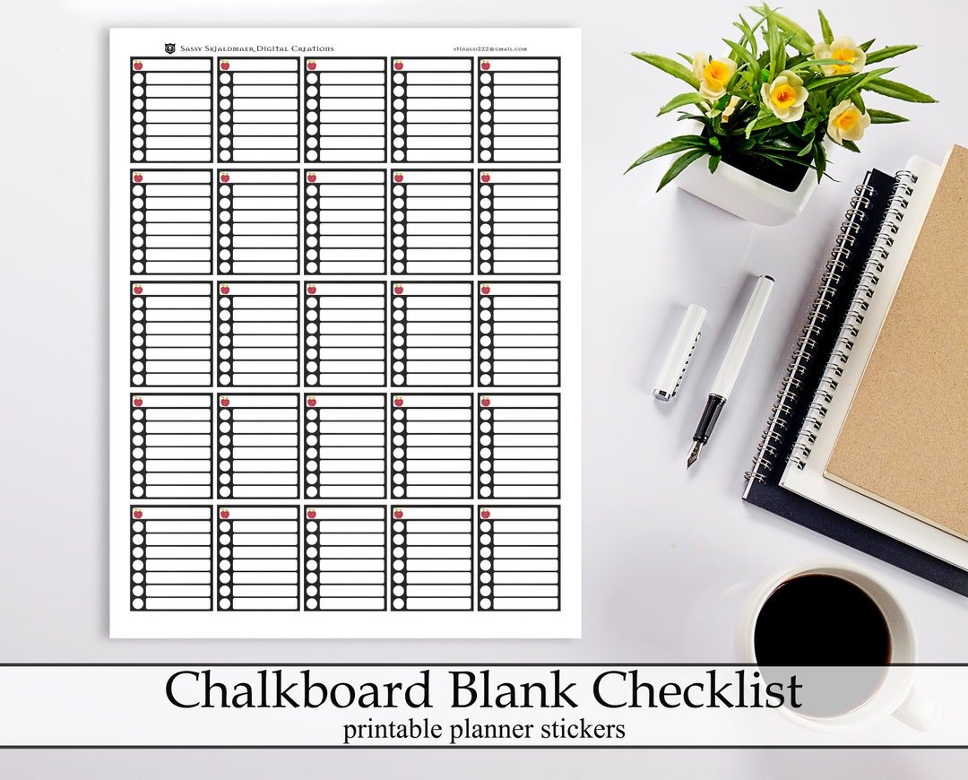 Chalkboard Home School Teacher Lesson Checklist Printable Planner ...