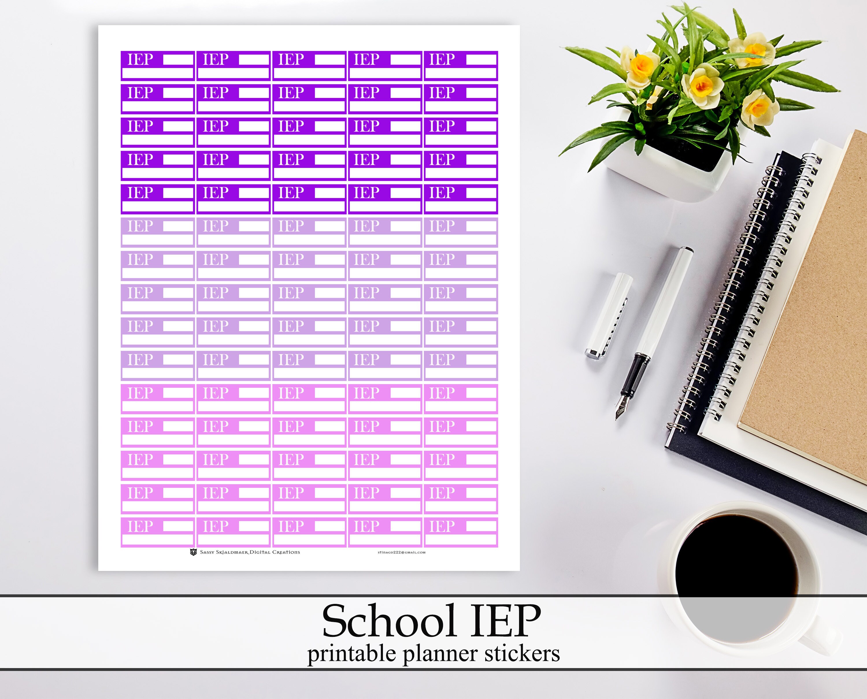 Purple IEP Printable Planner Stickers, Home School Back to School ...