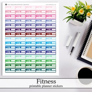 Fitness Workout Printable Planner Stickers, Exercise Weight Tracker ...