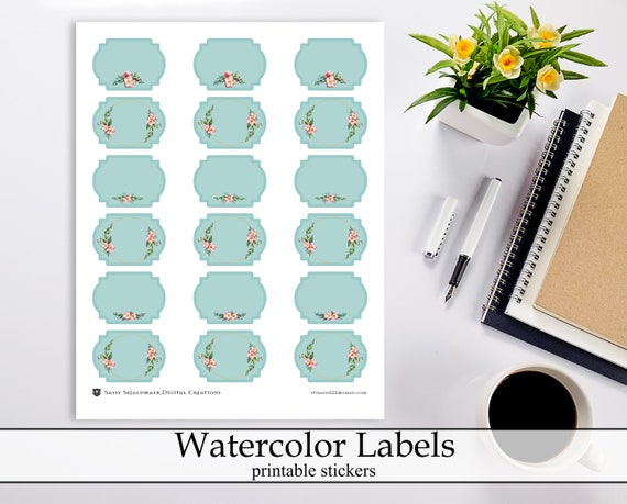 Beautiful Watercolor Flowers Printable Label Stickers Digital | Etsy