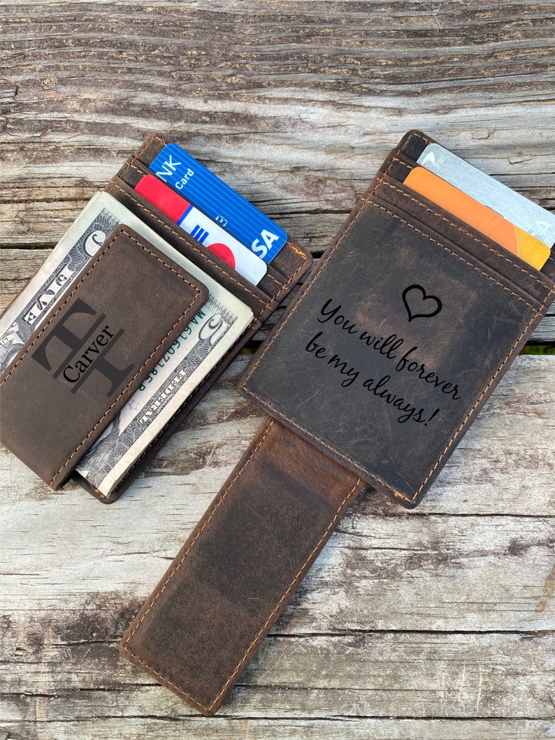 Personalized RFID Money Clip Wallet for Men Engraved Leather - Etsy