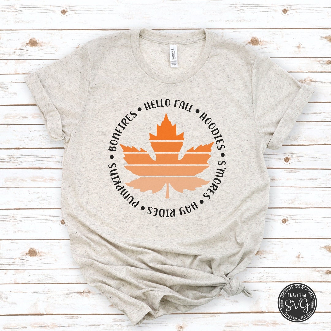 Hello Fall SVG Maple Leaf Svg Fall Svg Fall Shirt Svg - Etsy