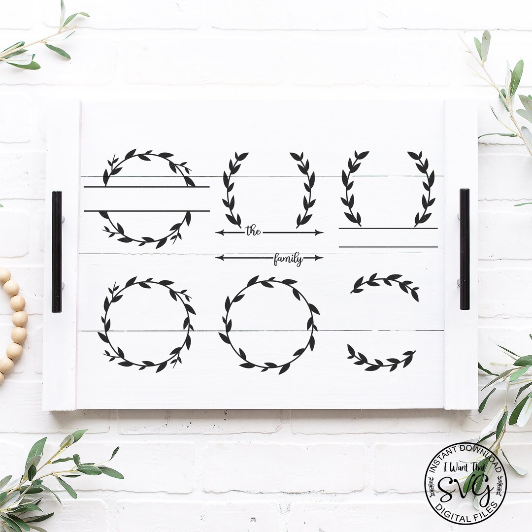 Laurel Wreath Svg Monogram Frame Svg Name Template Svg - Etsy